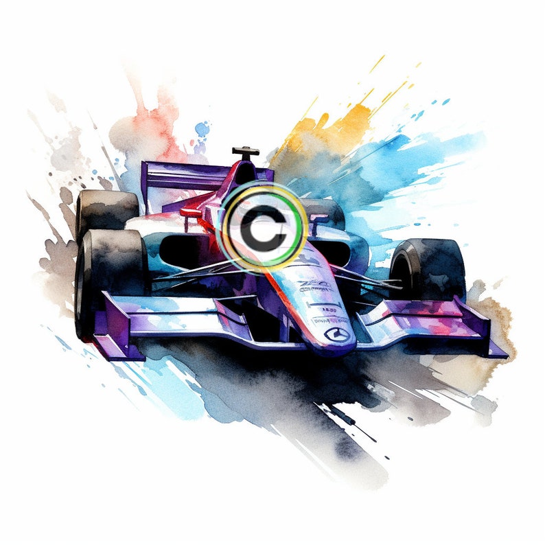 Watercolor Racing Car, Clipart, Card Making, Wall Art Decoration ...