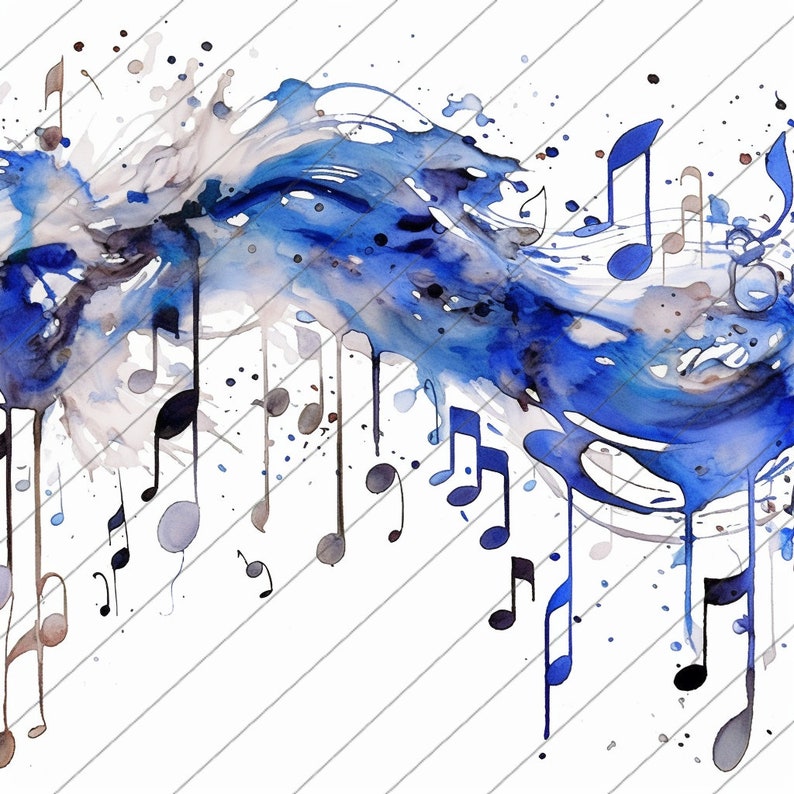Musical Watercolor Splash Art Clipart Card Making Wall Art - Etsy