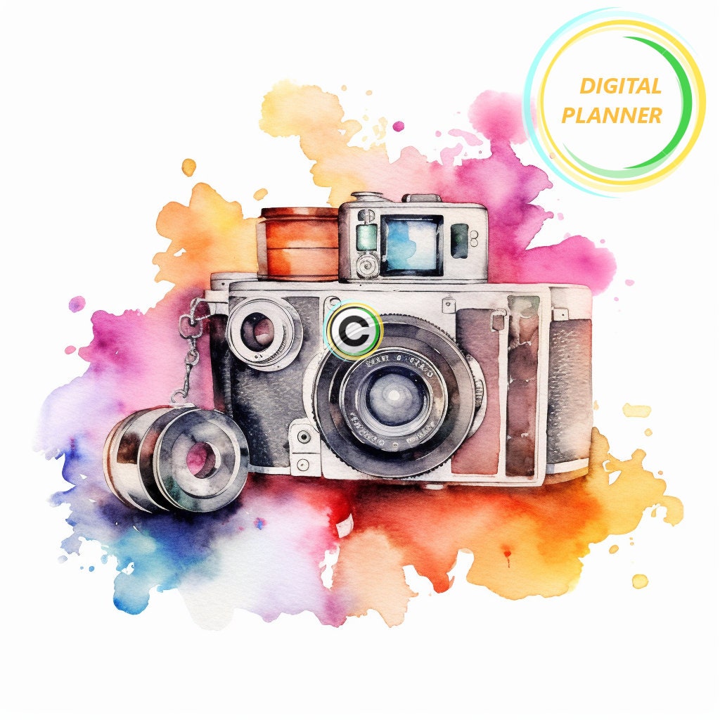 Watercolor Camera, Clipart, Card Making, Furniture, Wall Art Decoration ...