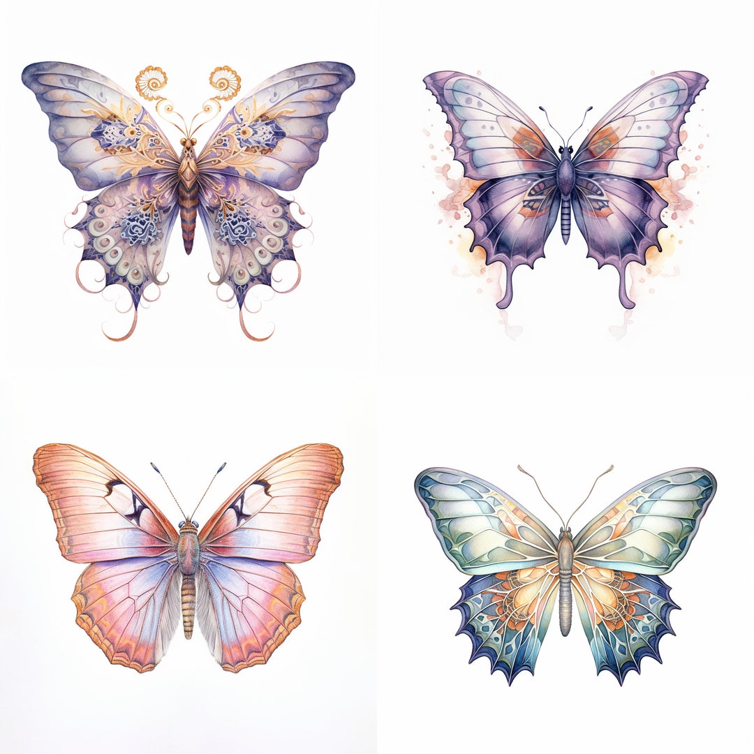 Watercolor Butterfly, Clipart, Cute, Card Making, Wall Art Decoration ...