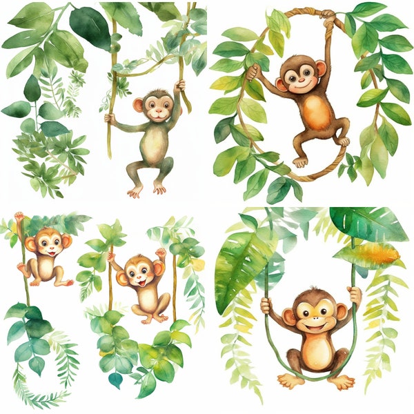 Monkey Clip Art - Etsy
