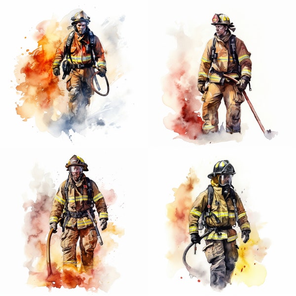 Firefighter Clipart - Etsy