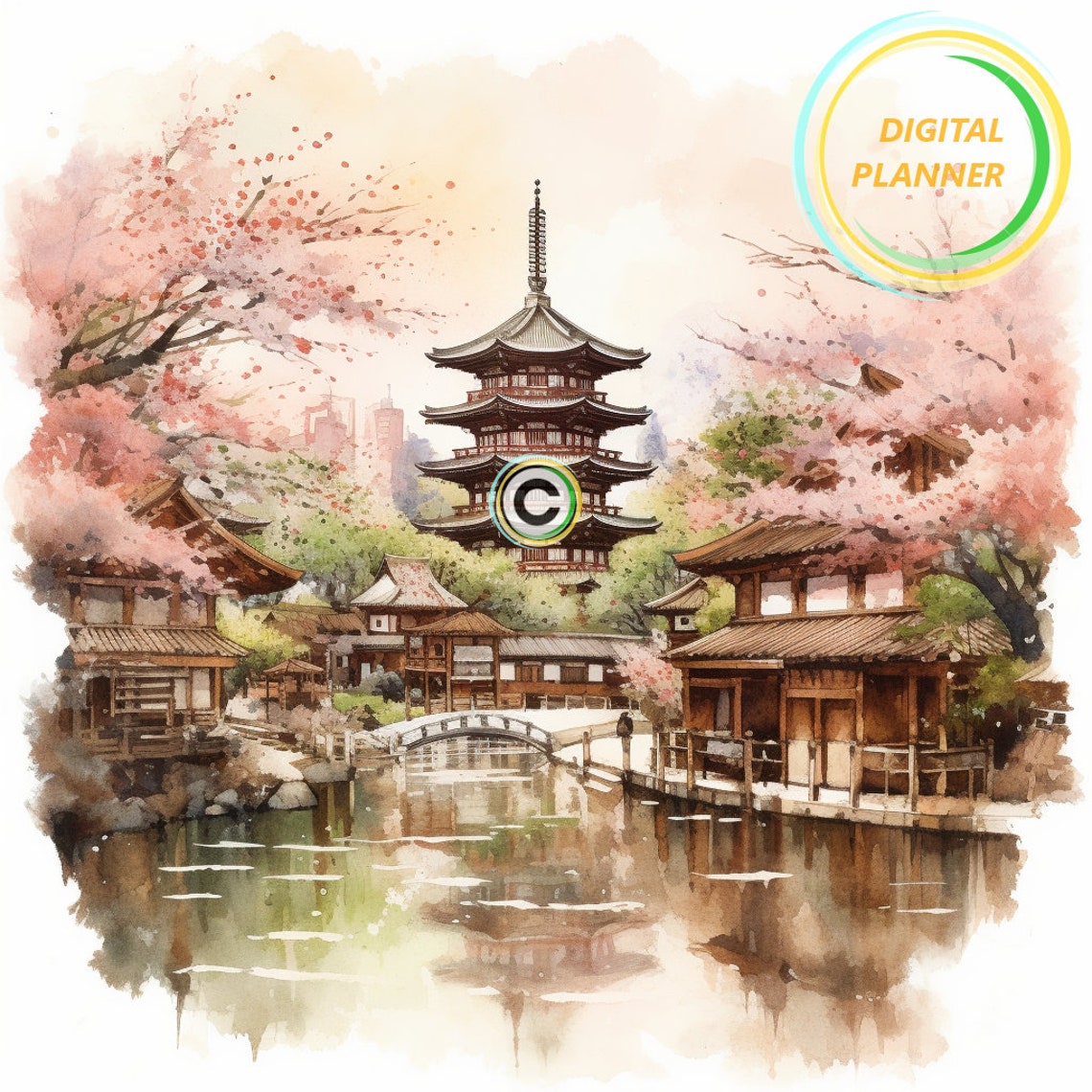 Watercolor Historic City of Japan, Architecture, Card Making, Wall Art ...