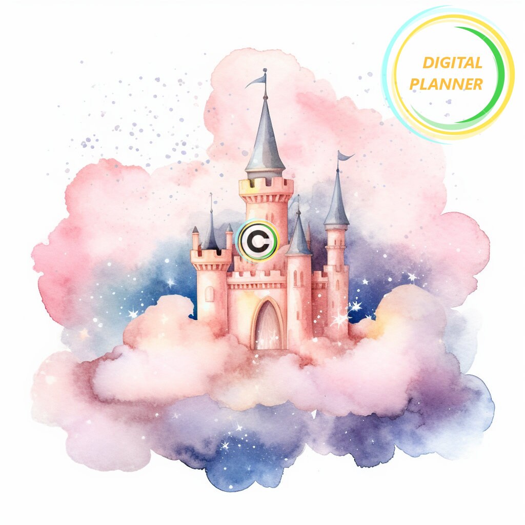 Watercolor Fairytale Castle, Clipart, Card Making, Nature, Wall Art ...
