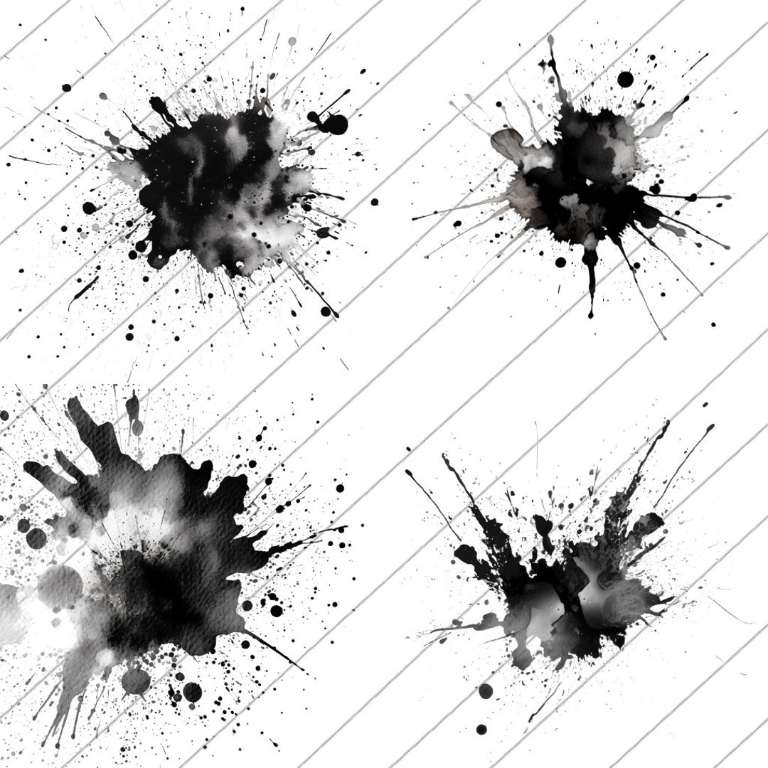Black Watercolor Splash Art, Clipart, Card Making, Wall Art Decoration ...