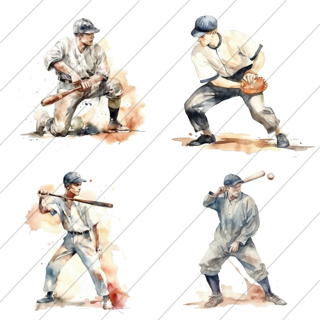 Watercolor Baseball Player in Action PNG, Clipart, Wall Art Decoration ...