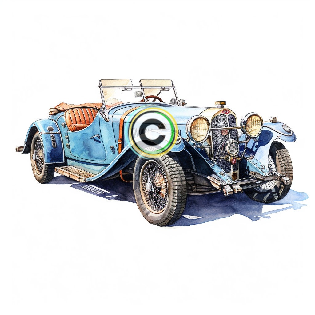 Watercolor Old Car, Clipart, Card Making, Wall Art Decoration ...