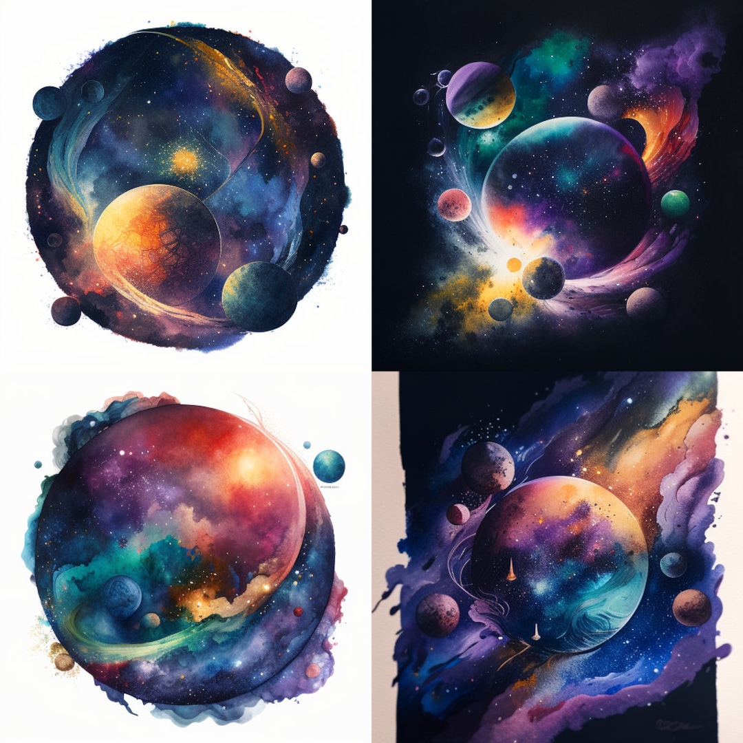 Watercolor Galaxy, Clipart, Stars, Card Making, Wall Art Decoration ...