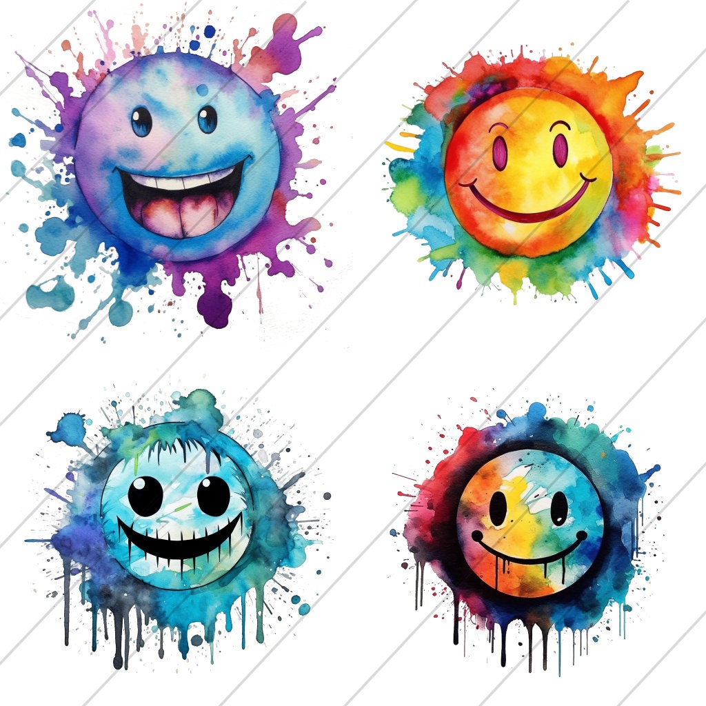 Splash Smiley Face Clipart SVG Pictures, Scrapbooking SVG, Splashy ...