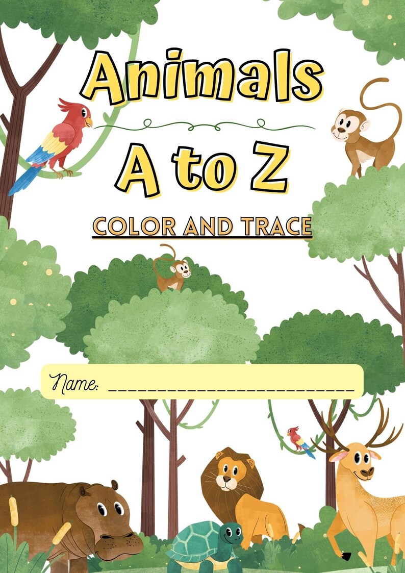 Kids Animals Color and Trace alphabet - Etsy