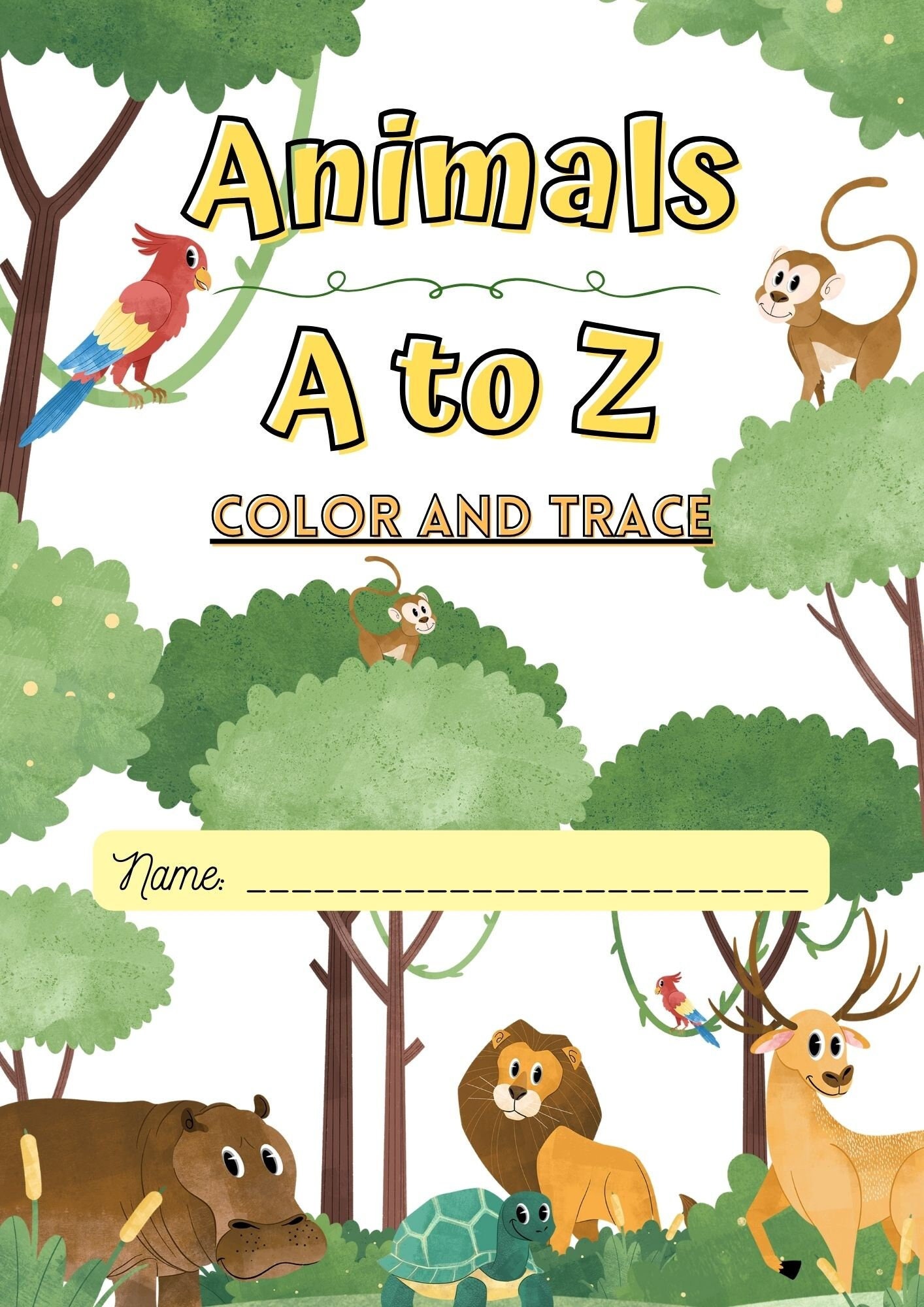 Kids Animals Color and Trace alphabet - Etsy