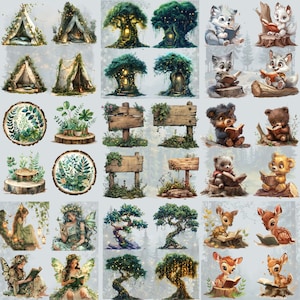 Boho Woodland Animals Watercolor Clipart Bundle | Card Making | Cute ...