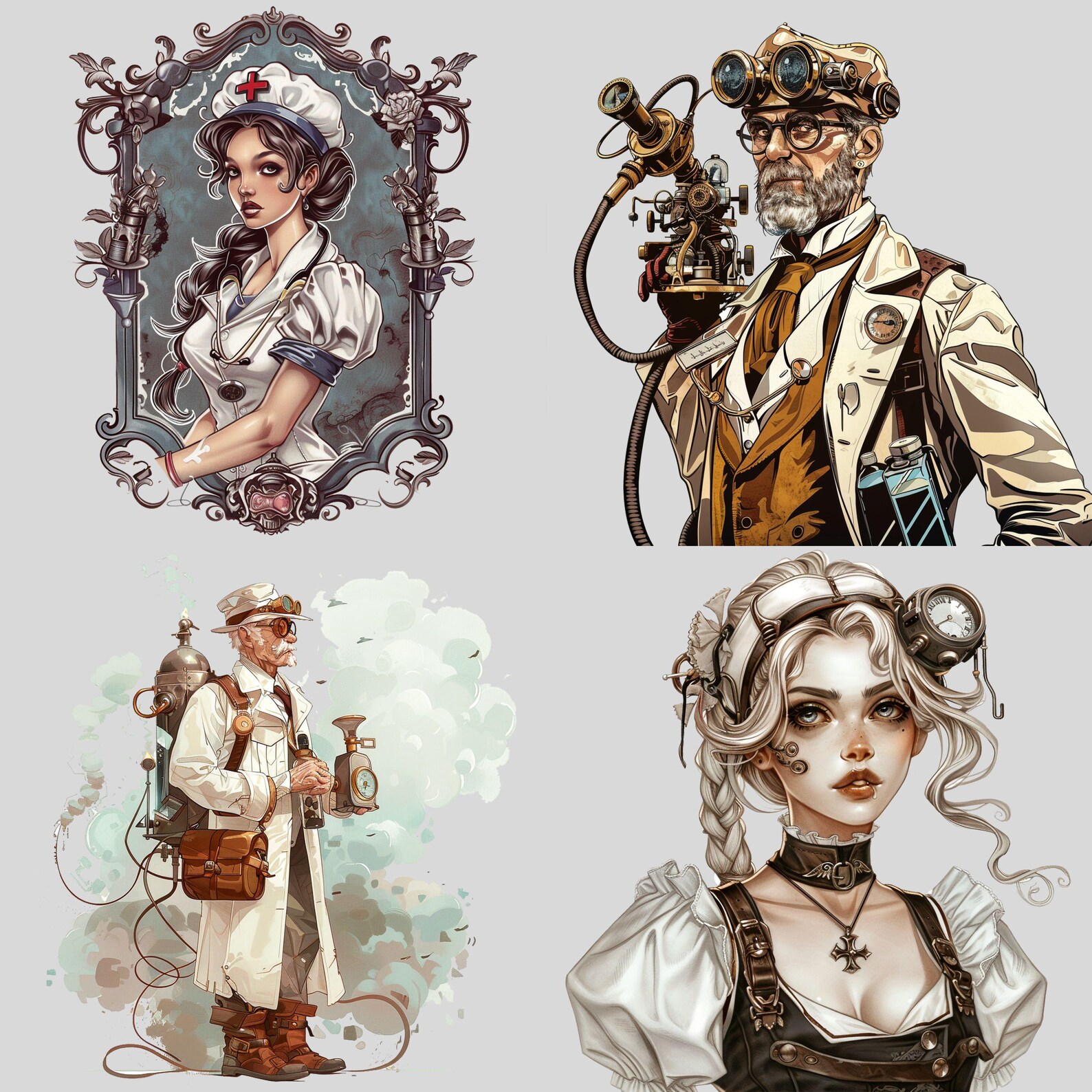 Steampunk Nurse Clipart Watercolor Steampunk Doctor Clipart, Medical ...