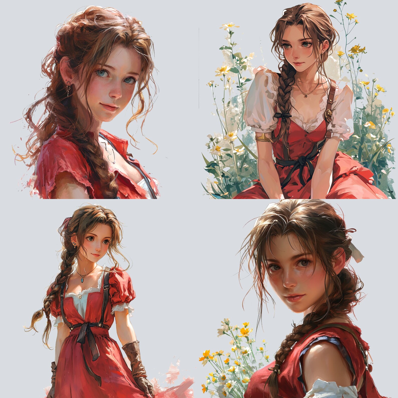 Aerith Clipart, Watercolor Aerith Clipart, Flower Girl Clipart, Yellow ...