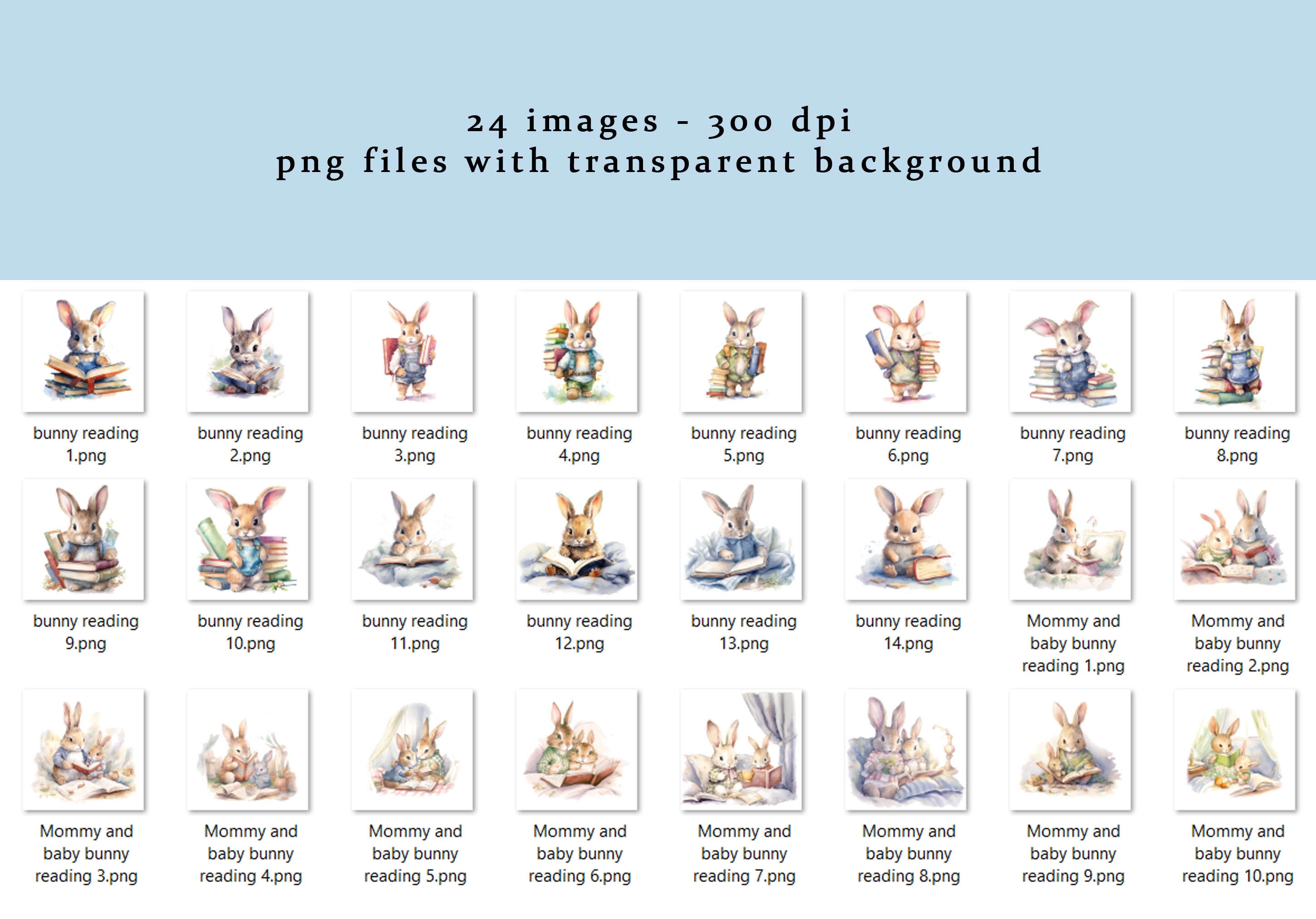 Cute Bunny Clipart PNG Watercolor Bunny Clipart Rabbit Clipart Nursery ...
