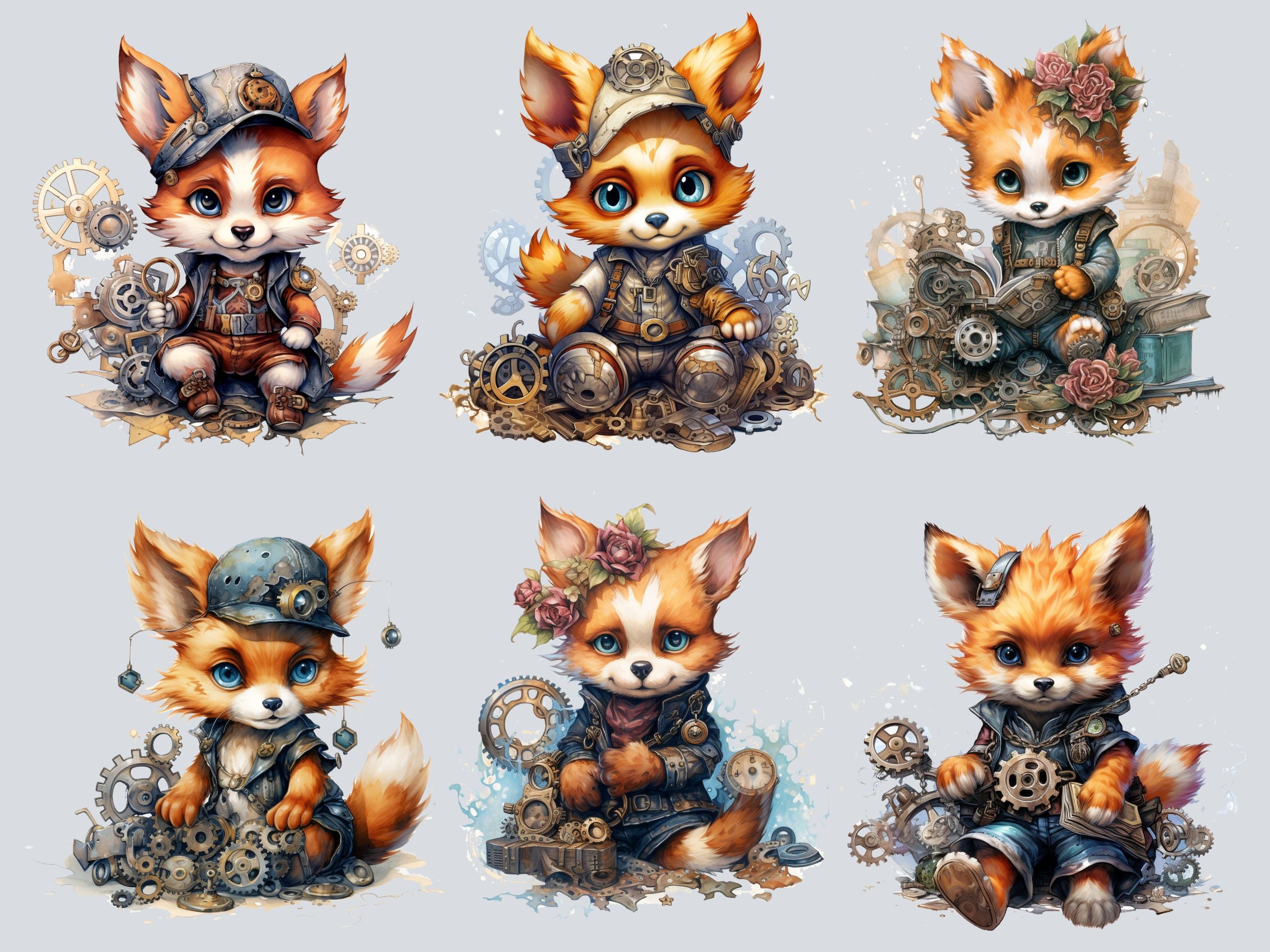 Steampunk Fox Bundle PNG Steampunk Clipart Junk Journal - Etsy
