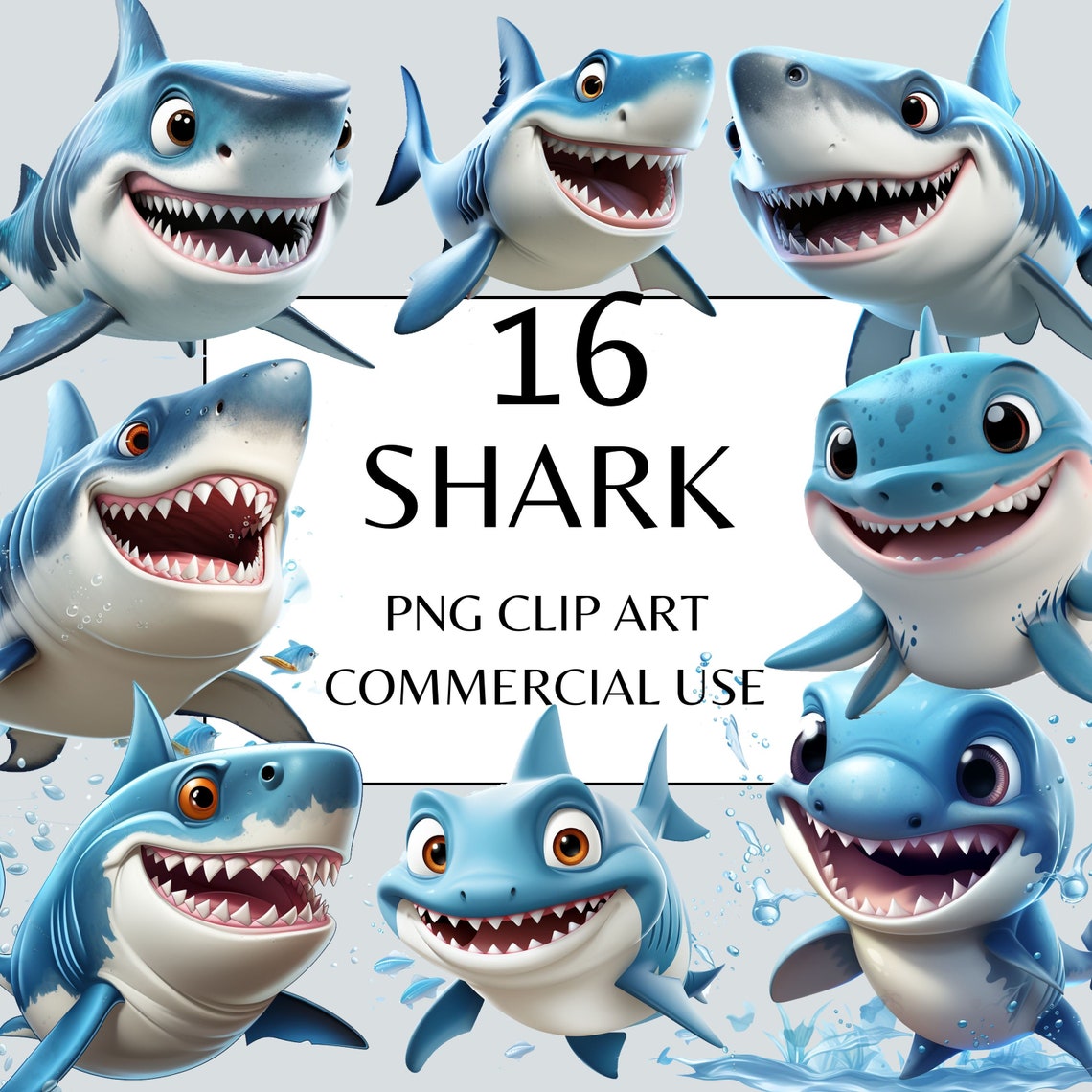 Shark Clipart Cute Shark PNG Under the Sea Clipart Ocean Clipart ...