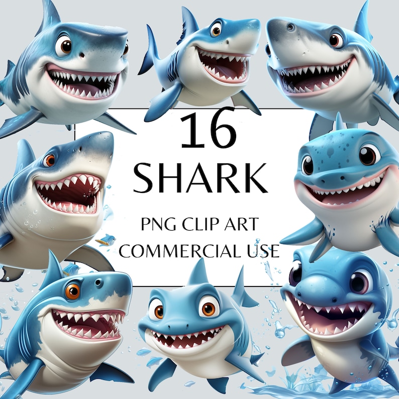 Shark Clipart Cute Shark PNG Under the Sea Clipart Ocean Clipart ...