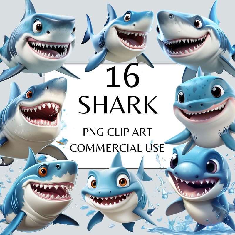 Shark Clipart - Etsy