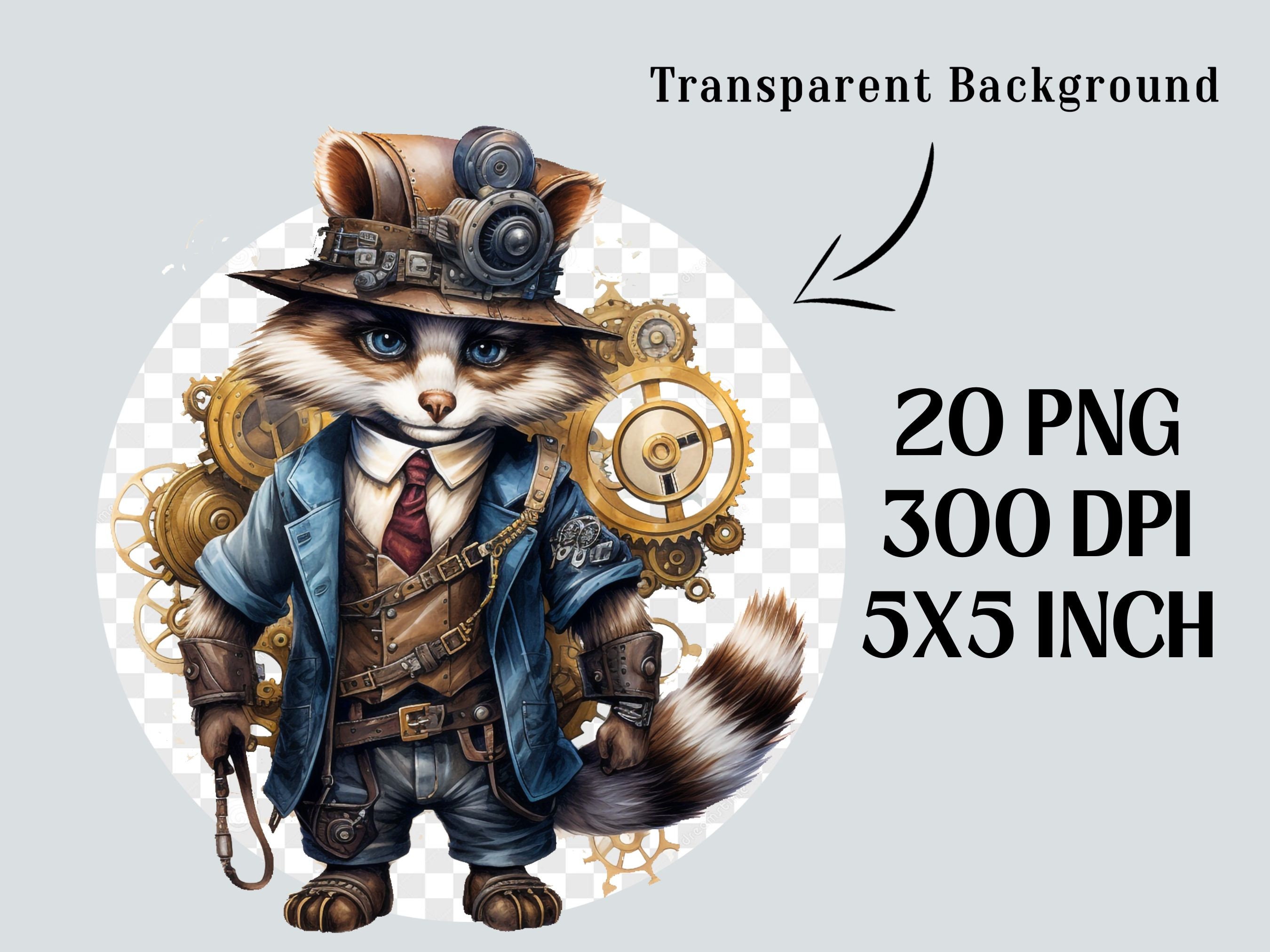 Steampunk Raccoon Bundle PNG Steampunk Clipart Junk Journal - Etsy