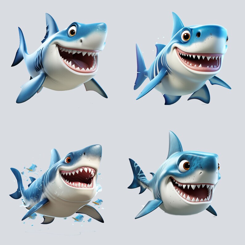 Shark Clipart Cute Shark PNG Under the Sea Clipart Ocean - Etsy