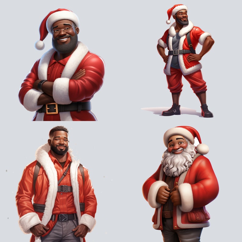 African American Santa Clipart, Black Santa Clipart, Santa Claus ...