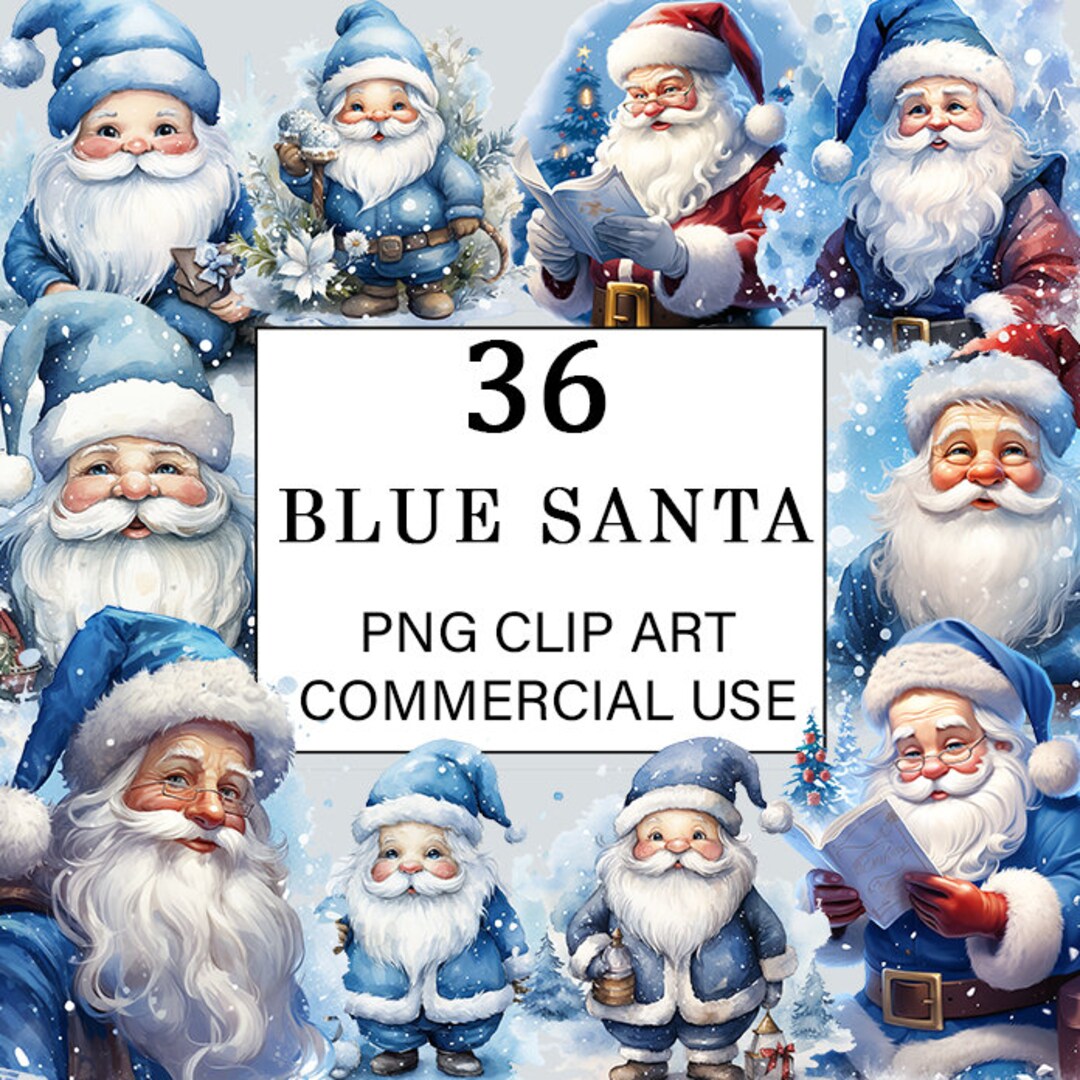 Blue Santa Clipart Blue Winter Holiday PNG Clipart - Blue Christmas ...