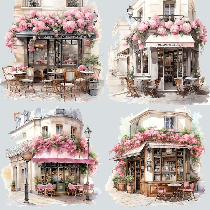 Pink Paris Clipart, PNG Watercolor Romantic Paris Clipart, French ...