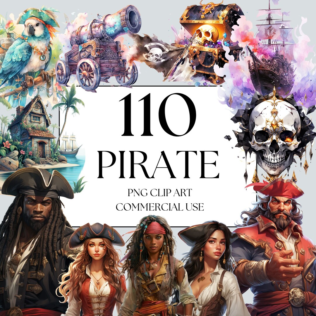 Pirate Clipart Watercolor Pirate Clipart Bundle, Pirate Ship Clipart ...