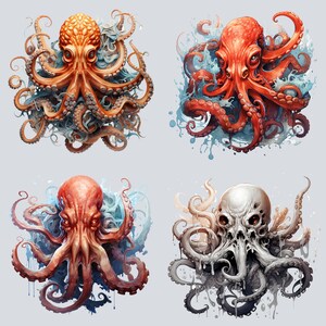 Octopus Clipart Baby Octopus Watercolor Ocean Animals Nautical Clipart ...