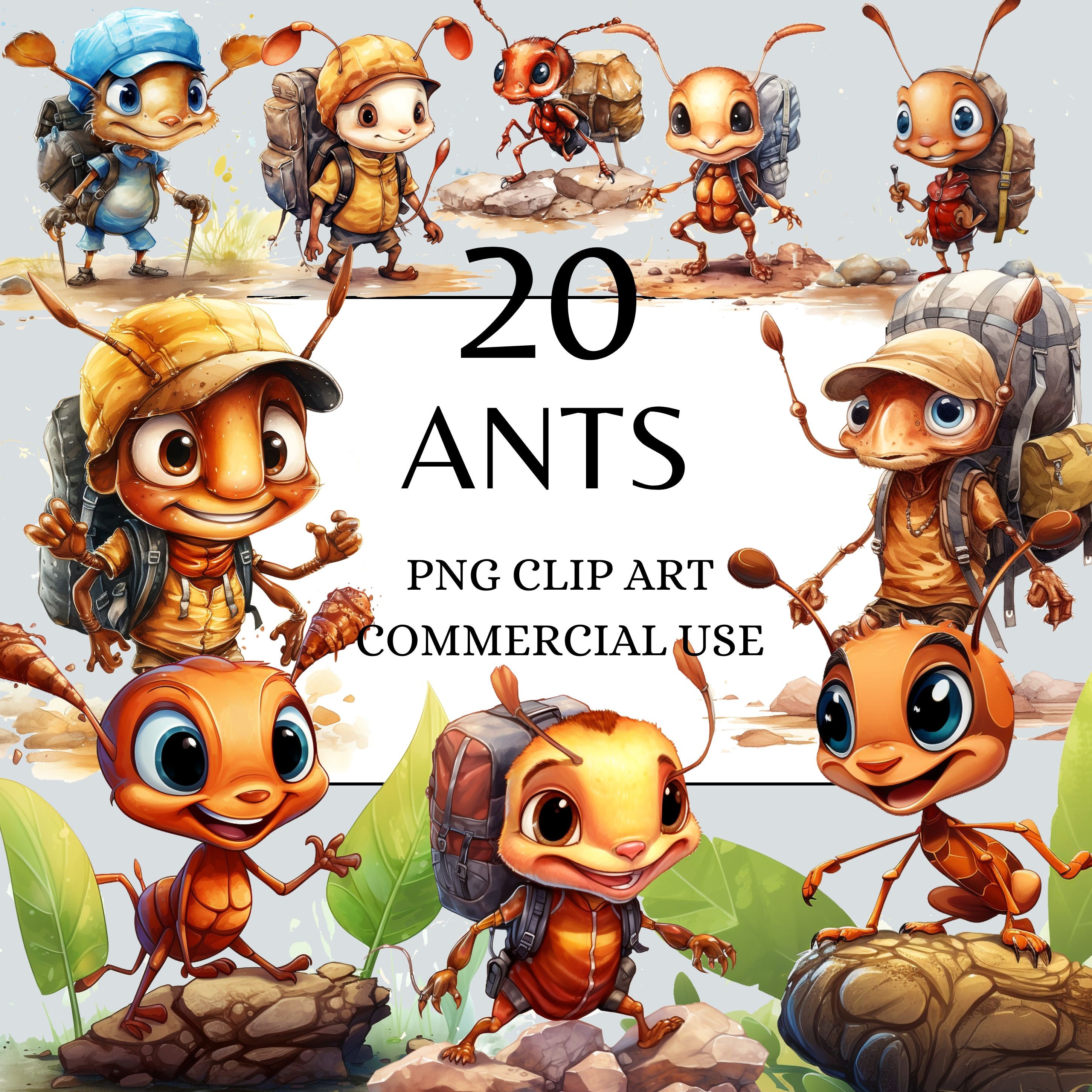 Ant Clipart Watercolor Ants Clipart Funny Ants PNG With - Etsy