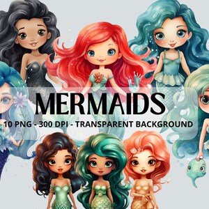 Mermaid Clipart, Fairy Tale, Magical Fantasy Clip Art, Nursery Decor ...