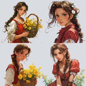 Aerith Clipart, Watercolor Aerith Clipart, Flower Girl Clipart, Yellow ...