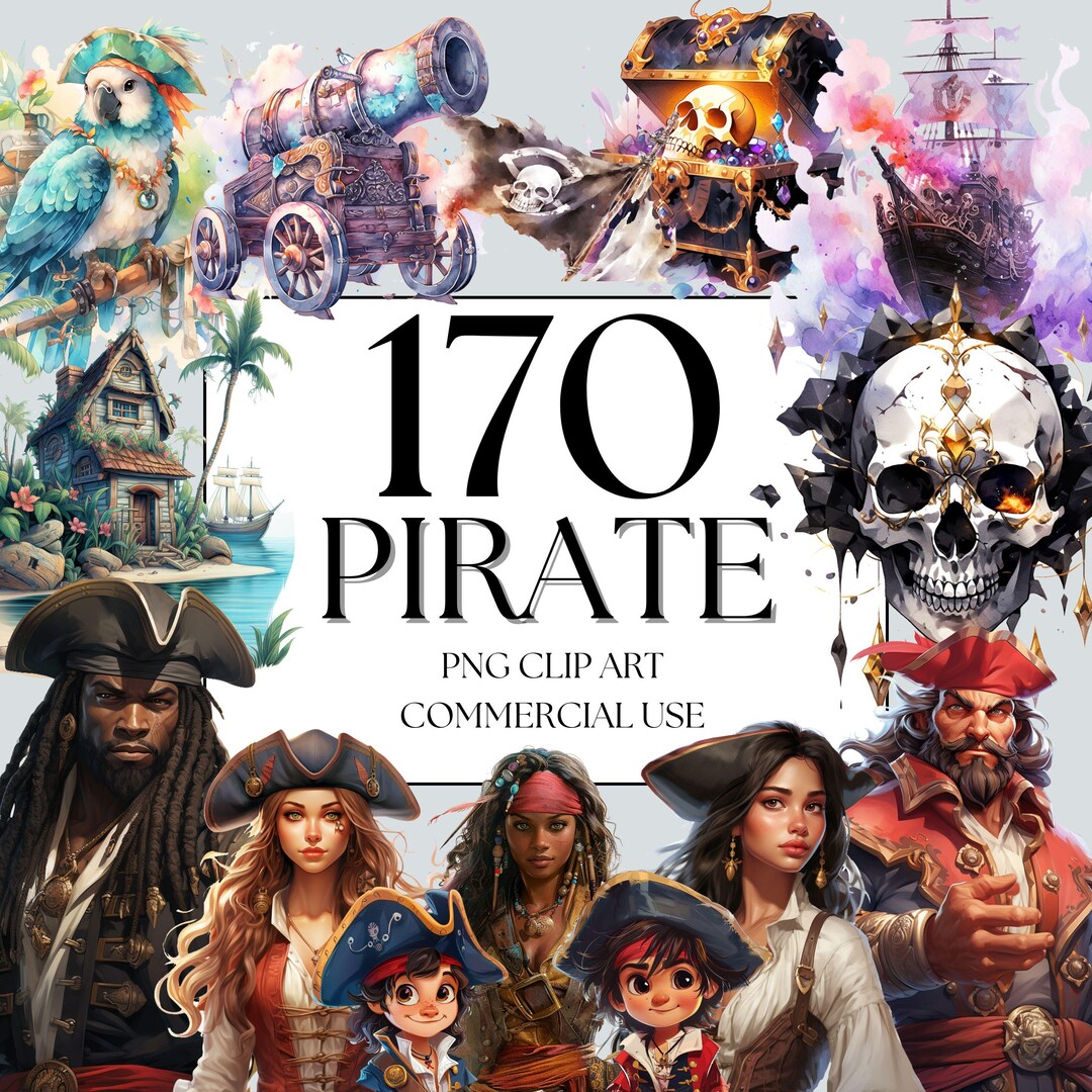 Pirate Clipart Watercolor Pirate Clipart Bundle, Pirate Ship Clipart ...