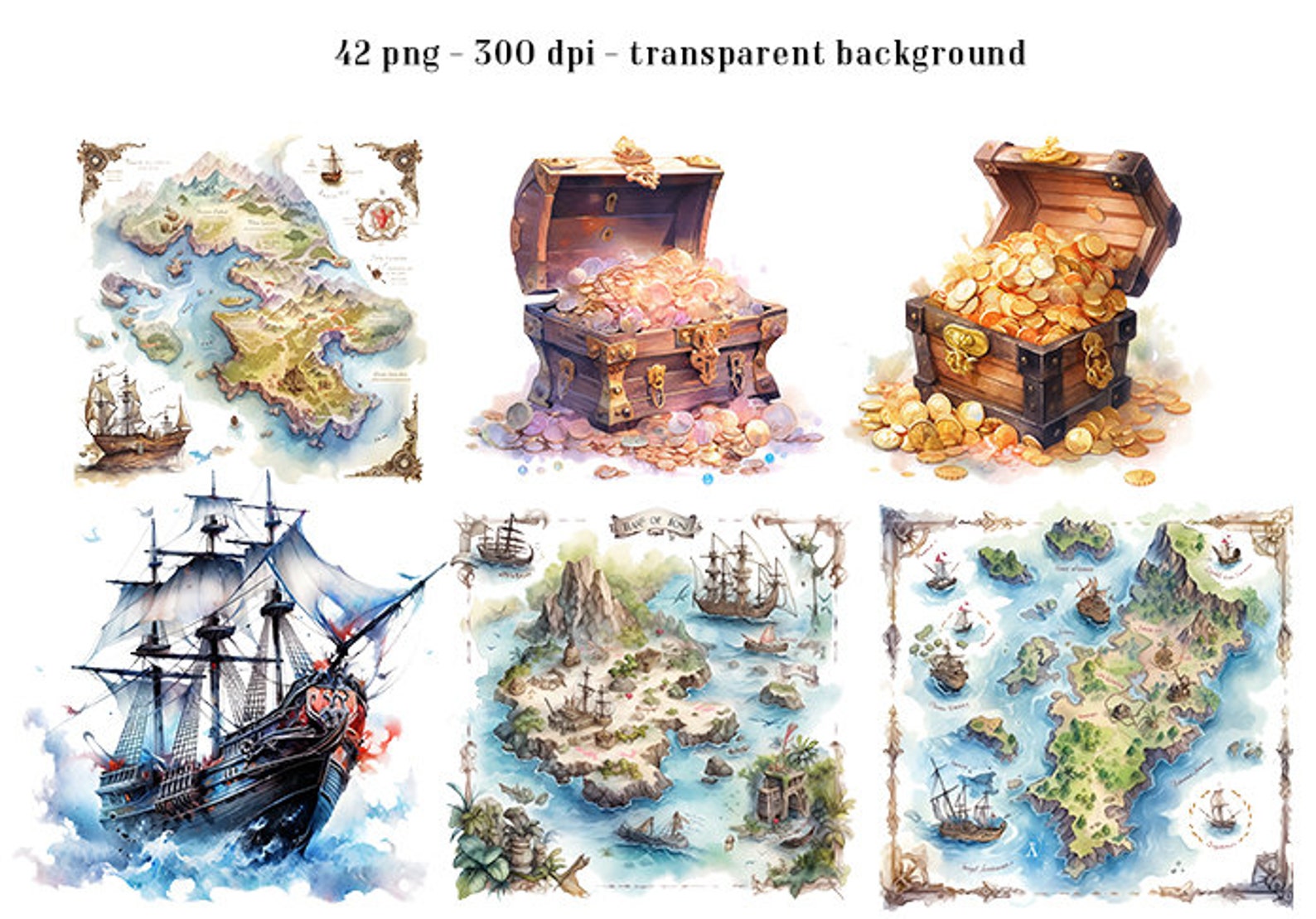 Pirate Clipart Watercolor Pirate Clipart Bundle Pirate Ship - Etsy