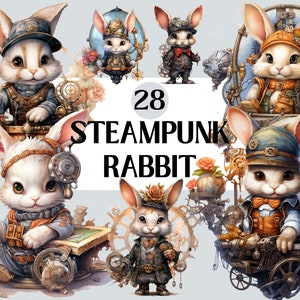 Steampunk Rabbit Bundle, PNG Steampunk Cliparts, Junk Journal ...
