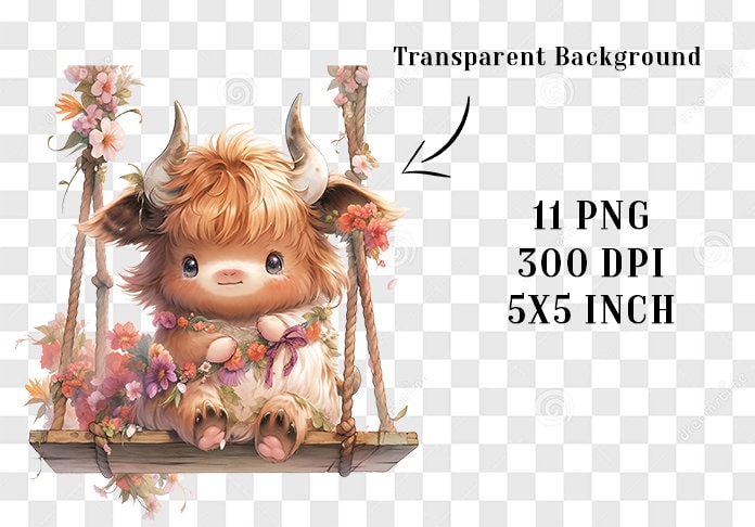 Baby Highland Cow on Swing Clipart Swing Highland Cow Clipart - Etsy UK