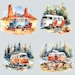 Adventure Campers Clipart, Watercolor Cute Caravan PNG Digital Clip Art ...