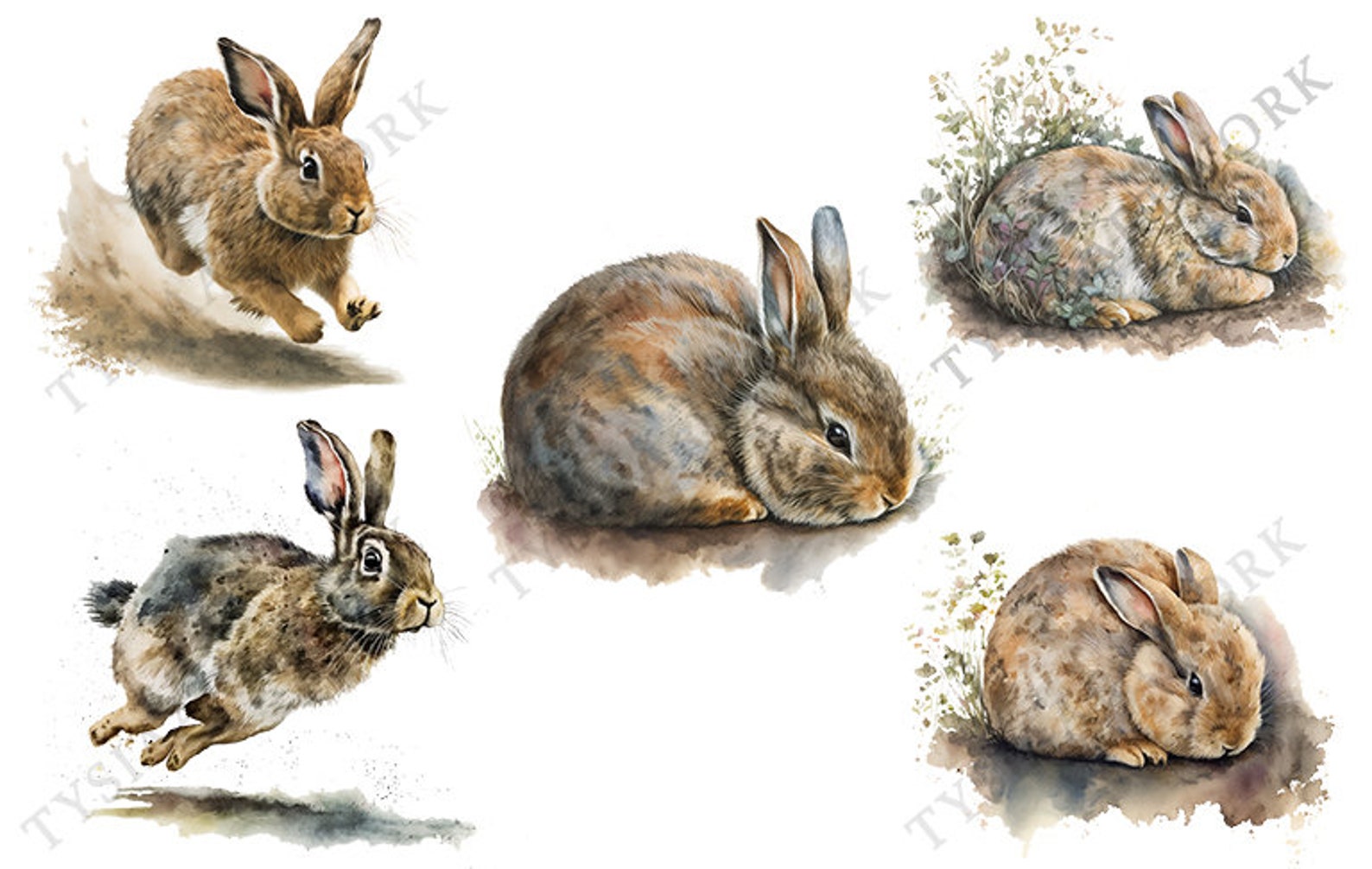 Woodland Rabbit Clipart Watercolor Woodland Baby Animals - Etsy