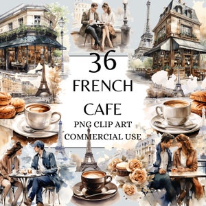 Life in Paris Clipart French Cafe PNG Watercolor French Couple Paris ...