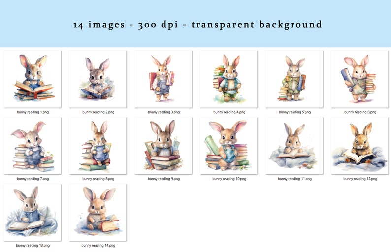 Baby Bunny Clipart, Cute Bunny Clipart, Bunny Print, Commercial Use ...