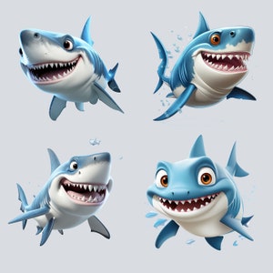 Shark Clipart Cute Shark PNG Under the Sea Clipart Ocean Clipart ...