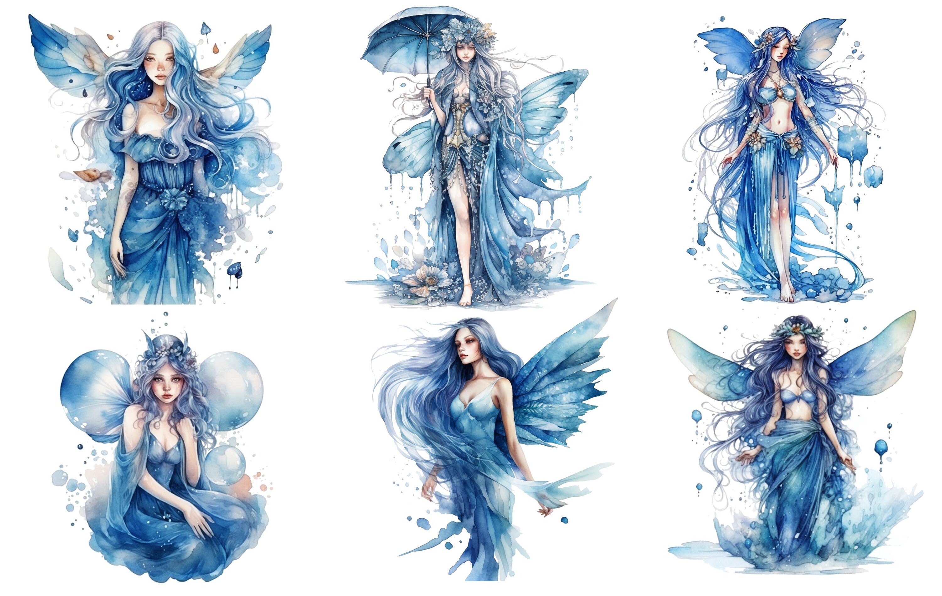 Water Fairy Clipart PNG Blue Fairy Clipart Ocean Fairy PNG - Etsy