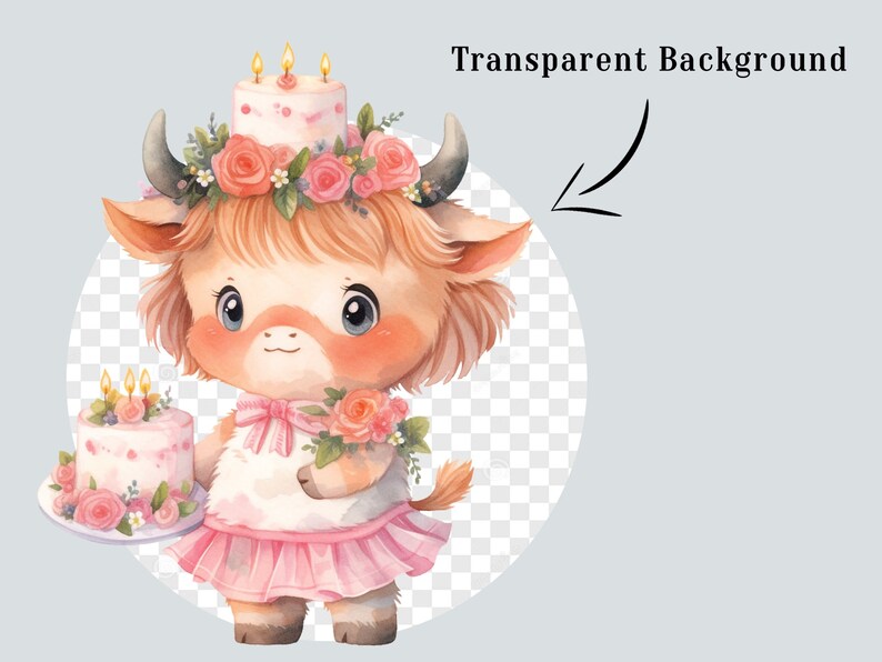 Highland Cow Baby Shower Watercolor Clipartpink Baby Shower - Etsy