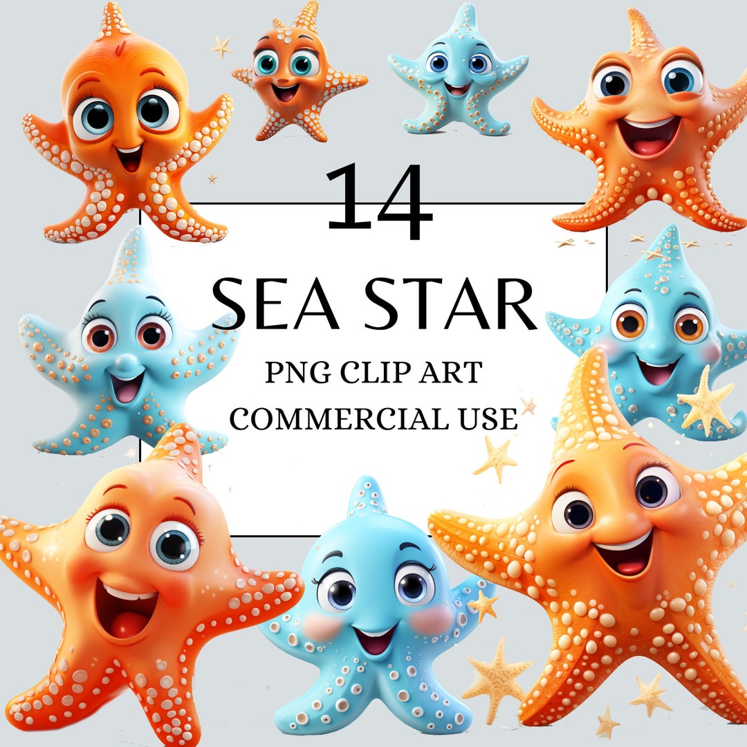 Seastar Clipart Baby Seastar Watercolor Ocean Animals Nautical Clipart ...