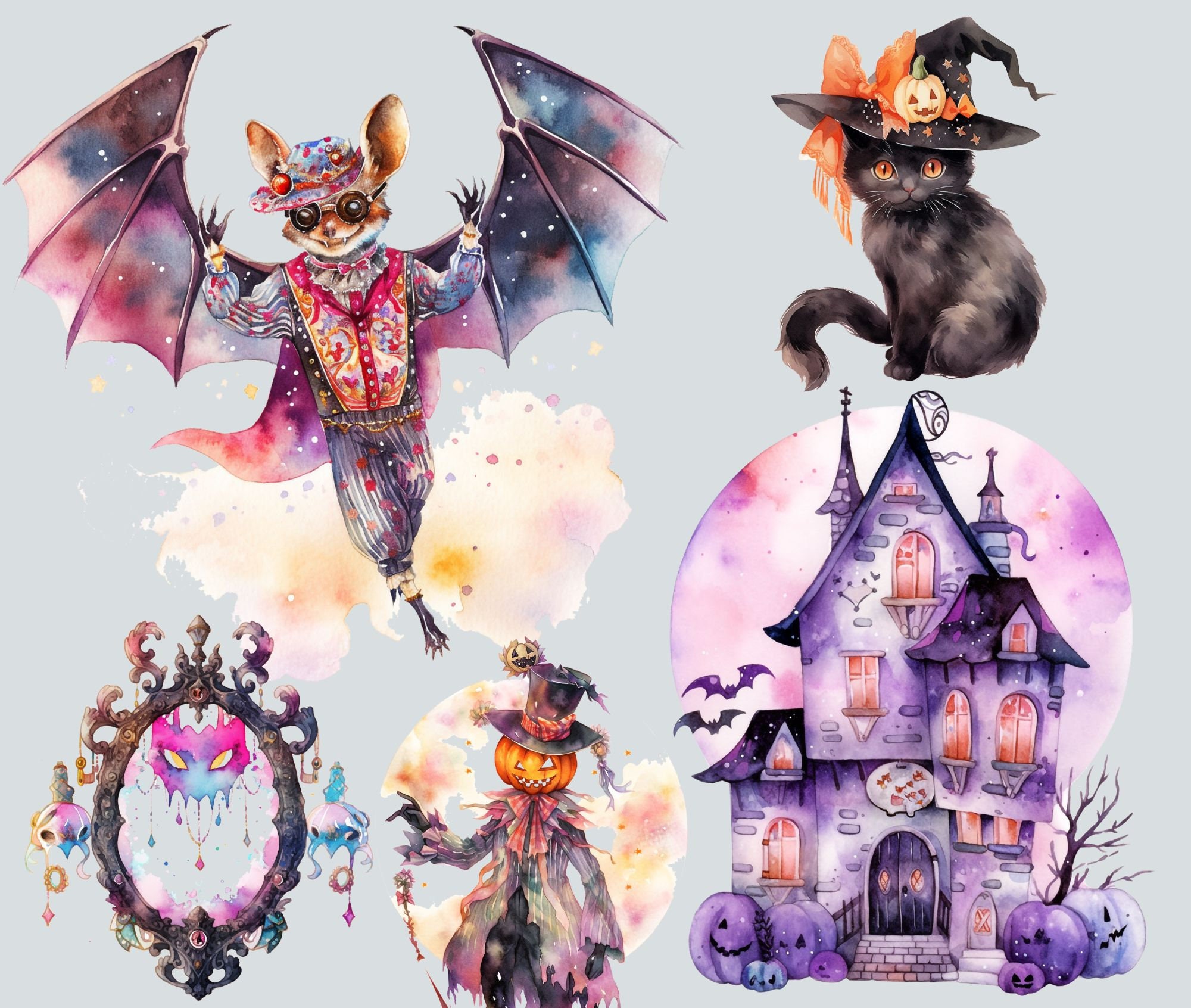 Cute Halloween Clipart Pack Spooky Clipart PNG Mummy Witch - Etsy