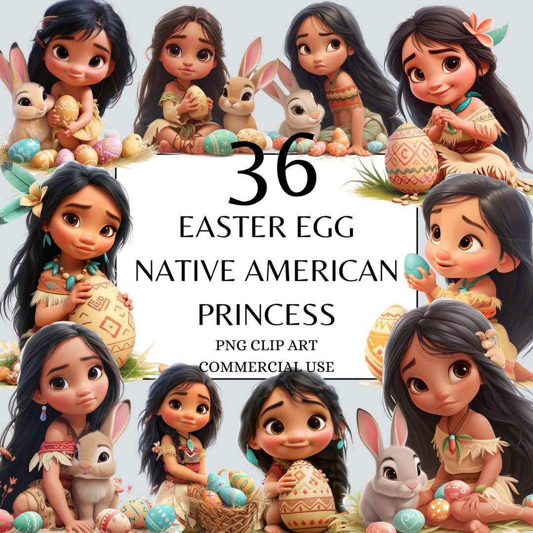 Easter Egg Baby Princes Clipart, Watercolor Baby Native American ...