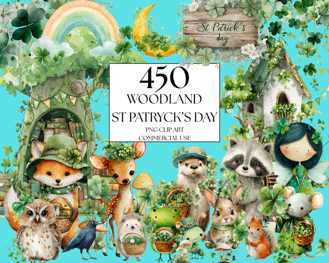 St Patrick's Day Woodland Clipart, St Patrick's Day Nursery Clipart ...