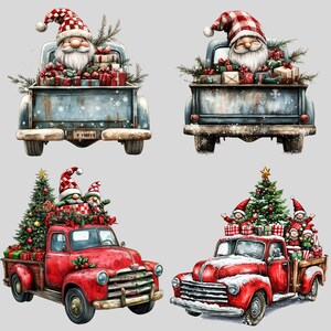 20 Santa Truck Clipart, Watercolor Christmas Gnome Clipart, Christmas ...