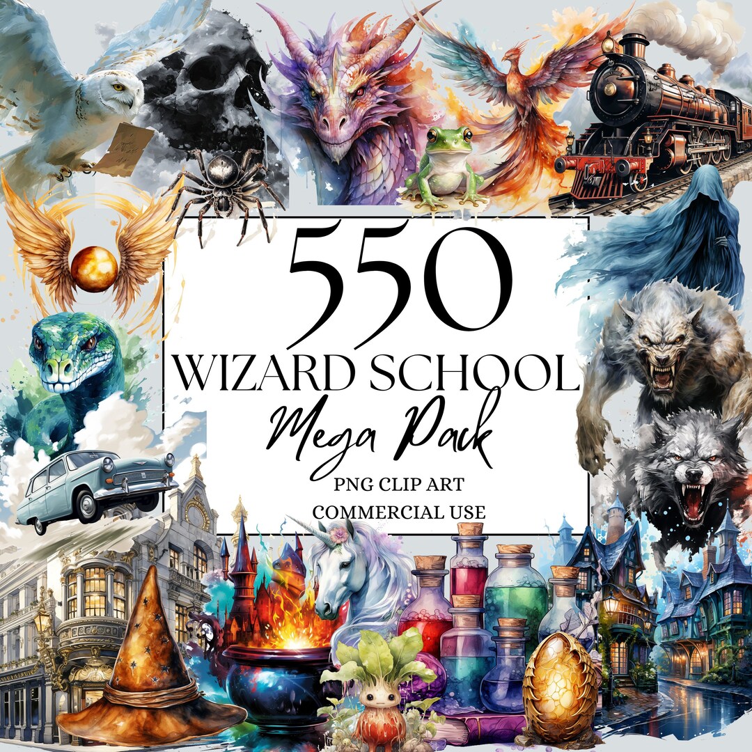 Wizard School Clipart, PNG Halloween Clipart, Watercolor Witch and ...